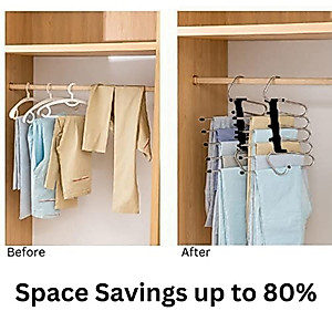 APARE - Storage Solutions Space Saving Pants Hanger-2 Pack for Closet Multiple Layers Multifunctional Uses Rack Organizer for Trousers Skirts Scarves Anti-Slip Design
