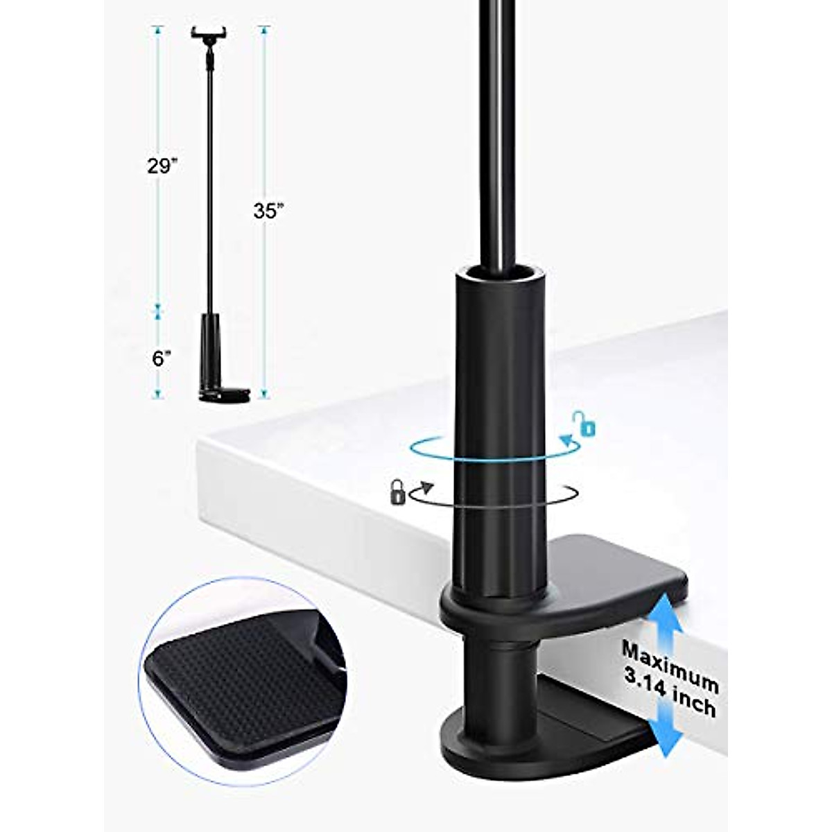 Eaxxfly Gooseneck Bed Phone Holder Mount, Flexible Long Arm Clip Clamp for Desk, Bendy Lazy Bracket Bedside Stand, for iPhone 11 Pro Xs Max XR X 8 7 6 Plus Samsung S20 S10 S9 S8 Plus GPS