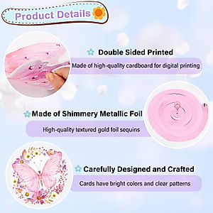 JUNEBRUSHS 46Pcs No Installation Hanging Butterfly Decorations Butterfly Birthday Decorations Spring Summer Themed Swirls Garland for Girl Birthday Wedding Party Baby Shower Garden Party