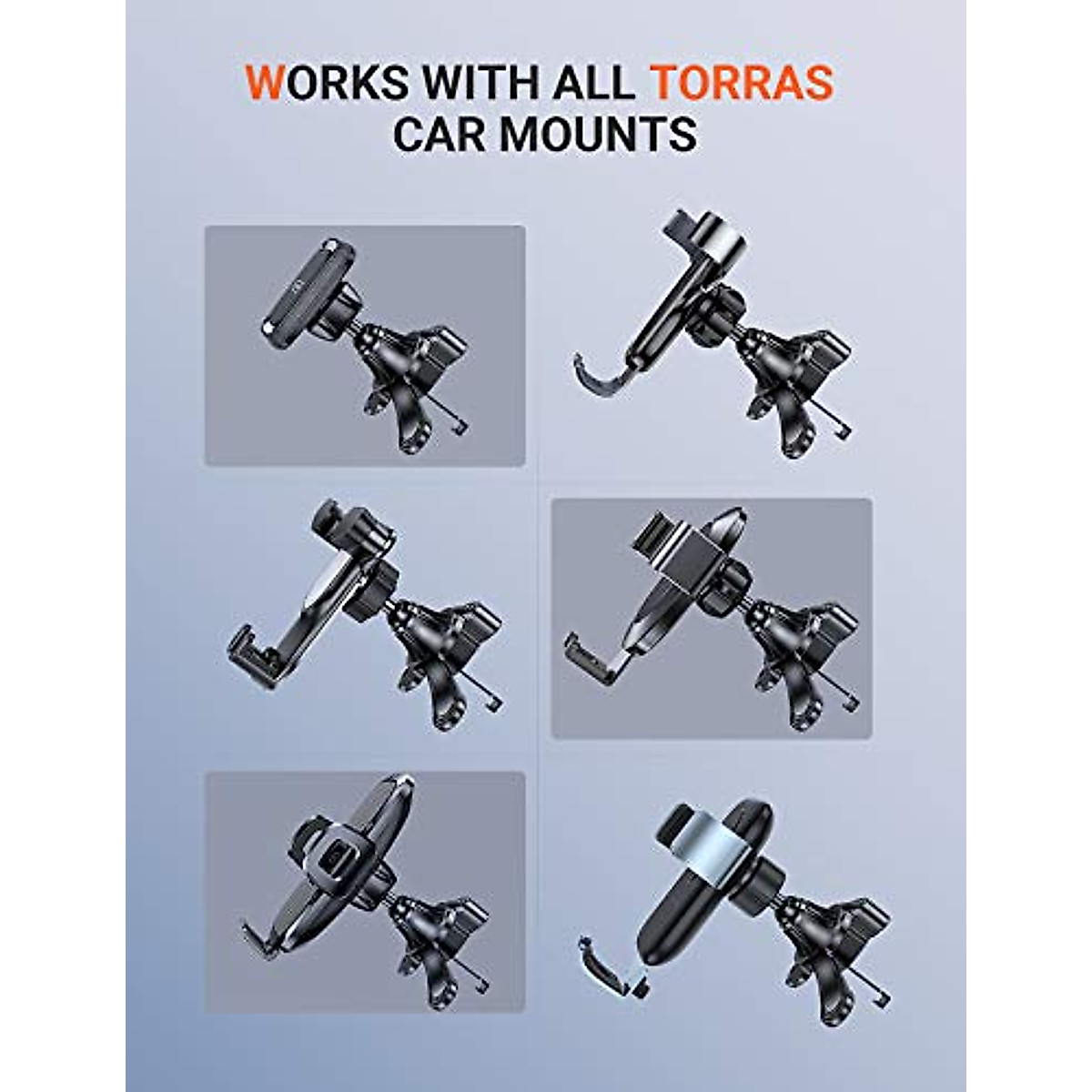 TORRAS Phone Holder for Car [Vertical & Circle Vent Friendly] Universal Stable Car Phone Mount Air Vent Holder Cradle Case Friendly (Clip)