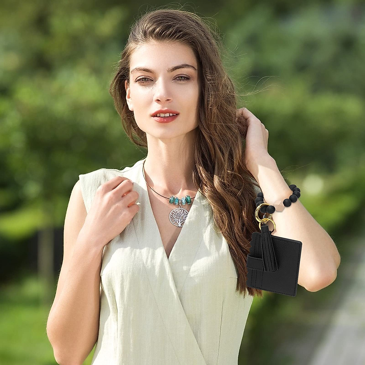 Unistybag Wristlet Keychain for Women Silicone Key Ring Bracelet Wristlet Wallet Bracelet Keychain Card Holder Keyring