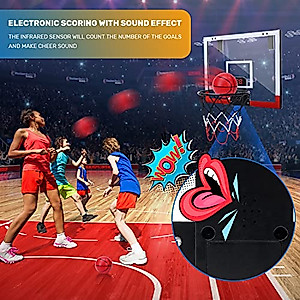 EagleStone Basketball Hoop Indoor for Kids, Over The Door Mini Basketball Hoop with Electronic Scoreboard, Room Basketball Hoop with 2 Balls and Sound, Basketball Toys for Toddler Boys Girls