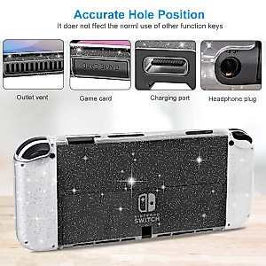 Moxiaomo Protective Case for Nintendo Switch OLED 2021,TPU Cover with Shock-Absorption and Anti-Scratch Protective Case-Glitter