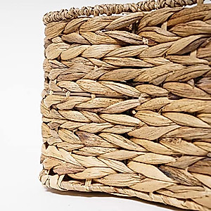 American Art Decor Boho Woven Water Hyacinth Storage Basket-Single, Bone Shaped Decorative Organizer Bin for Toys, Clothes, and Blankets