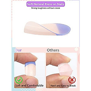 Yokilly 120pcs French Tip Press on Nails Short, Natural French Fake Nails, Acrylic False Nails Kit Including 12 Size False Nails, Multicolor Nails Tips Sets with Nail Glue Stickers, Files and Stick