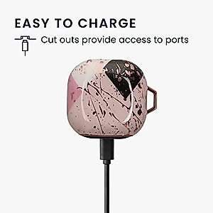 kwmobile Case Compatible with Samsung Galaxy Buds 2 Pro/Buds 2 / Buds Live - Case for Earbuds - Mixed Marble Dusty Pink/White/Black