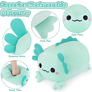 Axolotl Plush-9.1'' Axolotl Plush Pillow, Green Kawaii Axolotl Plushies, Axolotl Anime Plush Stuffed Animals Cute Plush Axolotl Stuff Plushie Stuffed Pillows,Birthday Gift for Kids Girls Boys