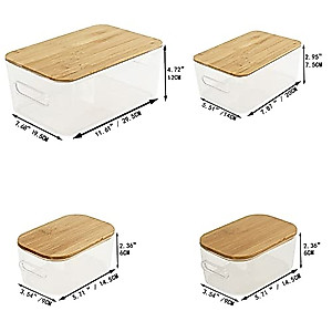 Organizer, Storage Organizer with Bamboo Lid,Plastic storage box,kitchen pantry organization,Storage Bin, Towel holder, Bathroom collection box in 3 Different Sizes