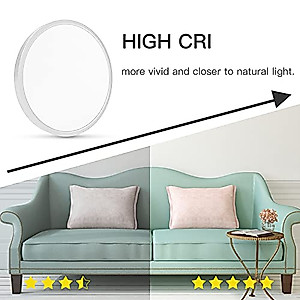 Roomratv Ceiling Light Fixture Flush Mount, Daylight White 15.8 inch Slim Flat Modern Surface Mount Ceiling Lighting LED Round Modern Ceiling Lamp 36W 5000K