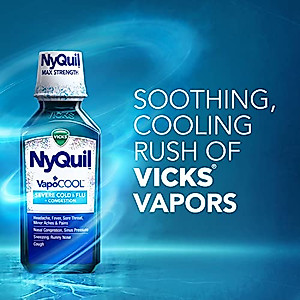 Vicks NyQuil SEVERE with VapoCOOL Nighttime Cough, Cold and Flu relief liquid, Berry, 12 Fl Oz