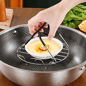 Steamer Rack Trivet with Handles for Instant Pot Pressure Cooker Accessories (Handle with Silicone, for 3qt)