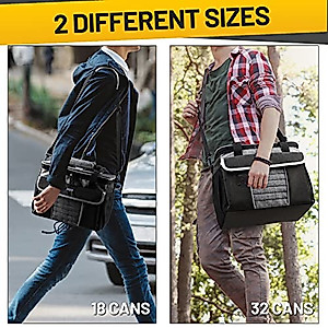 MIER Large Soft Cooler Bag Insulated Lunch Box Bag Picnic Cooler Tote with Dispensing Lid, Multiple Pockets, 18 Can(black and grey)