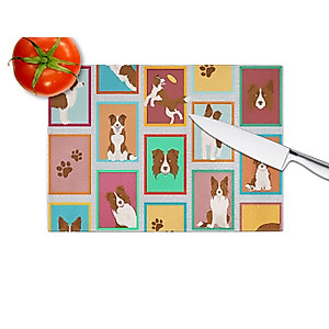 Caroline's Treasures MLM1149LCB Lots of Red Border Collie Glass Cutting Board Large Decorative Tempered Glass Kitchen Cutting and Serving Board Large Size Chopping Board