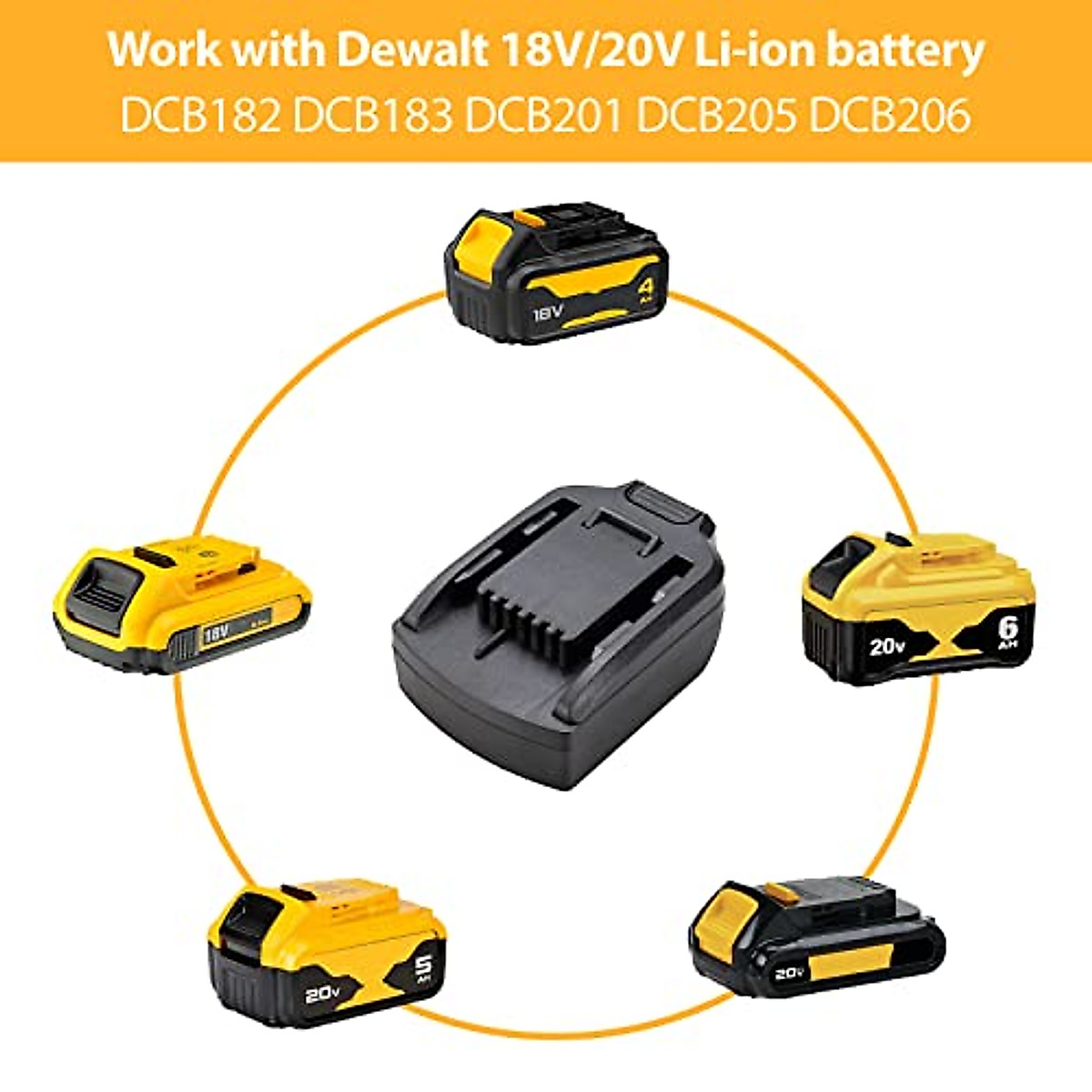 Crivnhar Battery Convert Adapter for Dewalt 18V/20V Li-ion Battery to Worx 20V WA3520 WA3525 WA3575 WA3578 Power Tool Battery