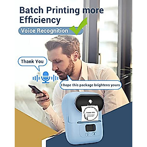 Phomemo Barcode Label Printer - M110 Label Maker Portable Bluetooth Label Maker Machine for Small Business, Barcode, Address, Logo, Clothing, Jerwery, Thermal Printer Compatible with Phones & PC, Blue
