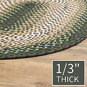 Super Area Rugs Oval 2' X 3' Green - Ivory Oval Braided Rug for Farmhouse Style Kitchens and Bathrooms
