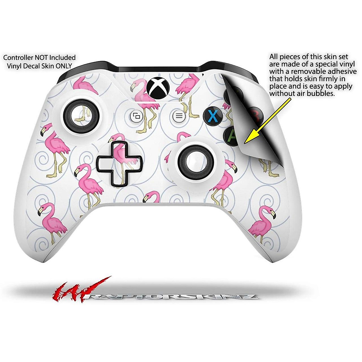 WraptorSkinz Decal Vinyl Skin Wrap compatible with XBOX One S/X Controller - Flamingos on White (CONTROLLER NOT INCLUDED)