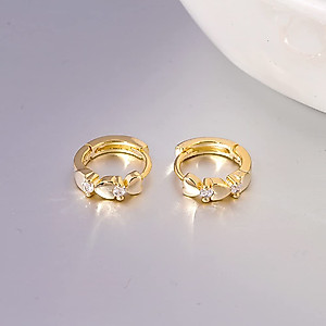 CiNily Small Gold Plated Hoop Earrings for Women Heart Cubic Zirconia Earrings Hypoallergenic Huggie Hoop Earrings for Sensitive Ear