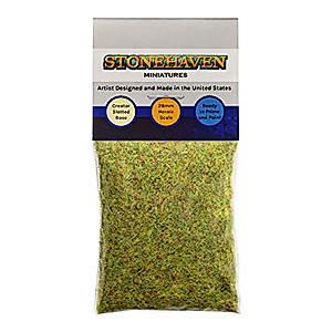 Stonehaven Miniatures Static Grass, Medium Green - 2mm Fibers - Master Quality Base & Scenery Flock - Realistic Texture & Detail - for 28mm Scale Table Top War Game Miniatures - Made in USA