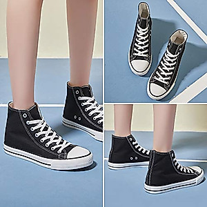 yageyan Womens High Top Canvas Sneakers Lace up Fashion Shoes for Women Casual Classic（Black,8）