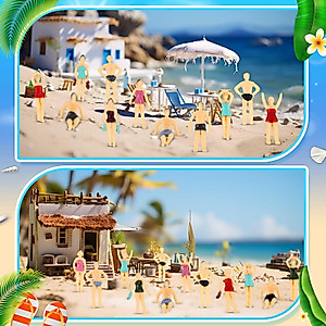 Namalu 50 Pcs 1: 75 Ho Scale Miniature People Figures Beach Swimsuits Figurines Standing Painted Mini People Set Miniature Doll House Accessories Beach Cake Decor for Pool Beach Party Favors