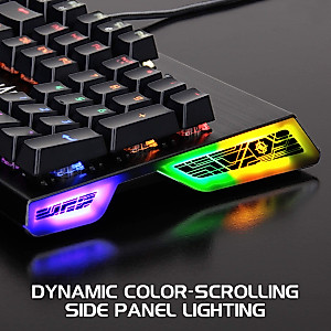 ENHANCE Pathogen Gaming Keyboard - Blue Switch Mechanical Keyboard with Fast 0.2ms Polling, Water & Dust Resistant, NKRO & Anti-Ghosting, Removable Wrist Rest, Ergonomic Keyboard Rainbow LED 9 Effects