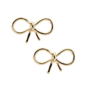 Spinningdaisy Handmade High Gloss Tiny Bow Earrings Gold