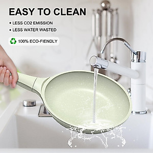 Non stick Frying Pans 8 in Skillet with Lid, Omelet Pan, Small Frying Pans Nonstick, Healthy Cookware Non Toxic Chefs Pan, Egg Pan with Heat Resistant Handle,100% PFOA PFAS-Free, Cooking all stovetop