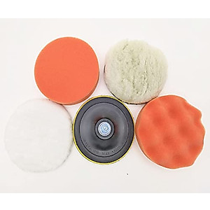 Drill polishing kit 5 inch Polishing Pad Kit Wool Polishing Pads Sponge Pads Polishing Buffer 6-Piece Set with M10 Drill Adapter