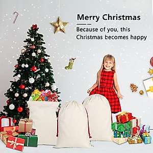 Inspireyee 6 Pack Large Christmas Bag Santa Sacks Xmas Canvas Cotton Xmas Sack Stocking with Drawstrings (Pattern 7, 19.5 X 27.5)