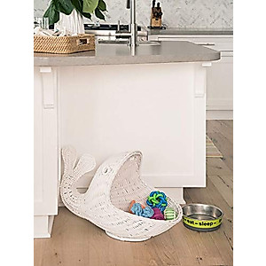 KOUBOO 1060104 Rattan Whale Storage Basket, White
