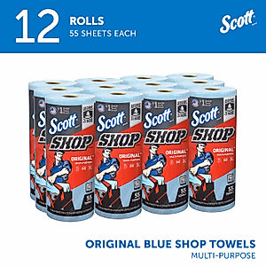 Scott Shop Towels Original (75147), Blue, 55 Sheets/Standard Roll, 12 Rolls/Case, 660 Towels/Case