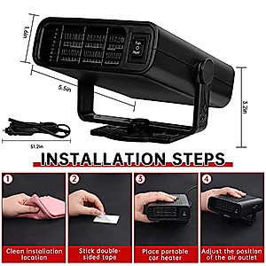 Car Heater, 2 in 1 Car Fans with Heating & Cooling Modes for Fast Heating Defrost Defogger Car Windshield, 12V 150W Portable Car Heaters Automobile Windscreen Fan in Cigarette Lighter