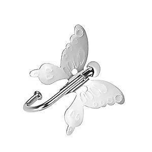 uxcell 10Pcs Wall Mounted Hook Robe Hooks Butterfly Style Single Clothes Hanger, Zinc Alloy, Silver