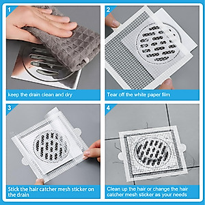 Qoosea 30 Pack Disposable Shower Drain Hair Catcher Shower Drain Cover Hair Catcher Mesh Stickers for Bathroom Washbasin Bathtub Kitchen Sink for Human and Pet Hair