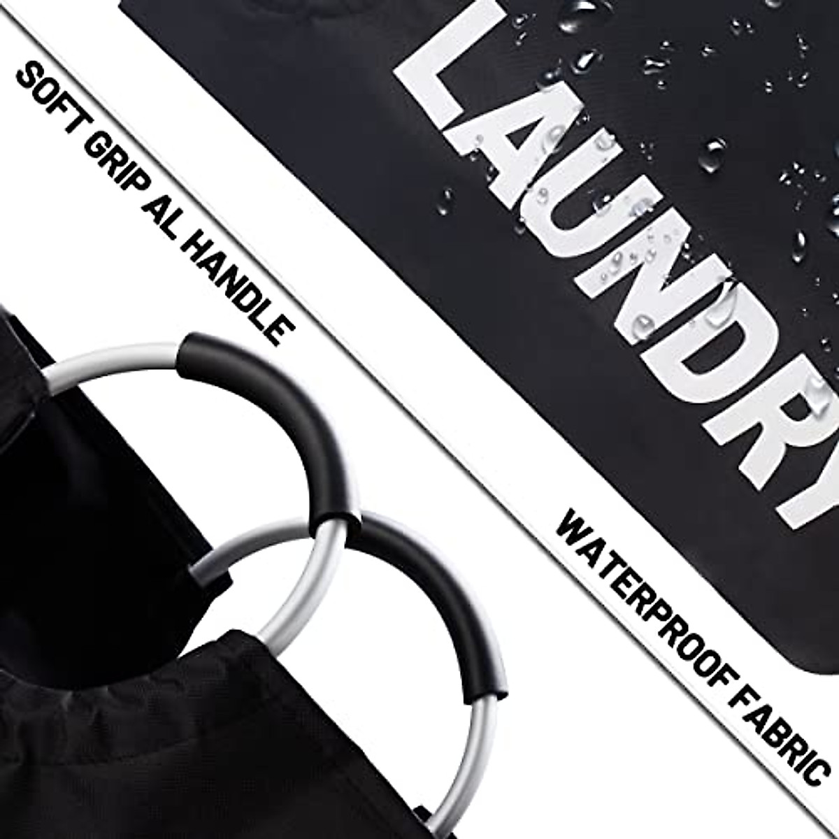 Lilyfantasy 160L XXX-Super Large Laundry Baskets, Laundry Hamper with Padded Handles, Tall Laundry Basket Stand Up Well, Foldable Round Laundry Bag for Easy Storage（Black）