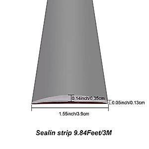 9.84 Feet Floor Transition Strip Waterproof Self Adhesive Transition Profile Flooring Cover Strips Vinyl Floor Edge Trim Floor Joining Strip Floor Bar Flat Divider Strip(Gray)