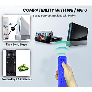 PGYFDAL 2 Pack Remote Controller and Nunchuck Joystick for wii Console, Gamepad with Silicone Case and Wrist Strap (Pink and Dark Blue)