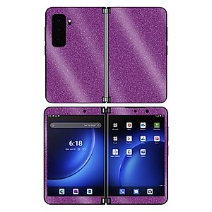 MightySkins Glossy Glitter Skin Compatible with Microsoft Surface Duo 2 - Solid Purple | Protective, Durable High-Gloss Glitter Finish | Easy to Apply and Change Styles | Made in The USA
