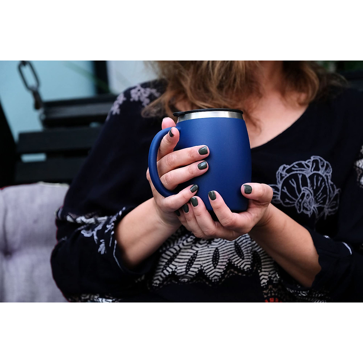 CHILLOUT LIFE Stainless Steel Insulated Coffee Mugs Set of 2 (14oz) – Double Wall Coffee Cups With Spill Resistant Lid & Strong Handle – Shatterproof Cups for Cold Drinks & Hot Beverages