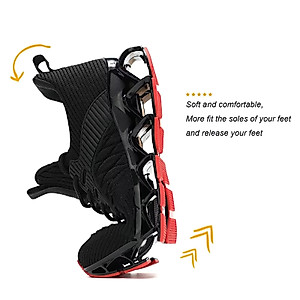 Womens Slip-ins Running Shoes Blade Tennis Walking Sneakers Comfortable Fashion Non Slip Work Sport Shoes Gym Trainers Black/Red