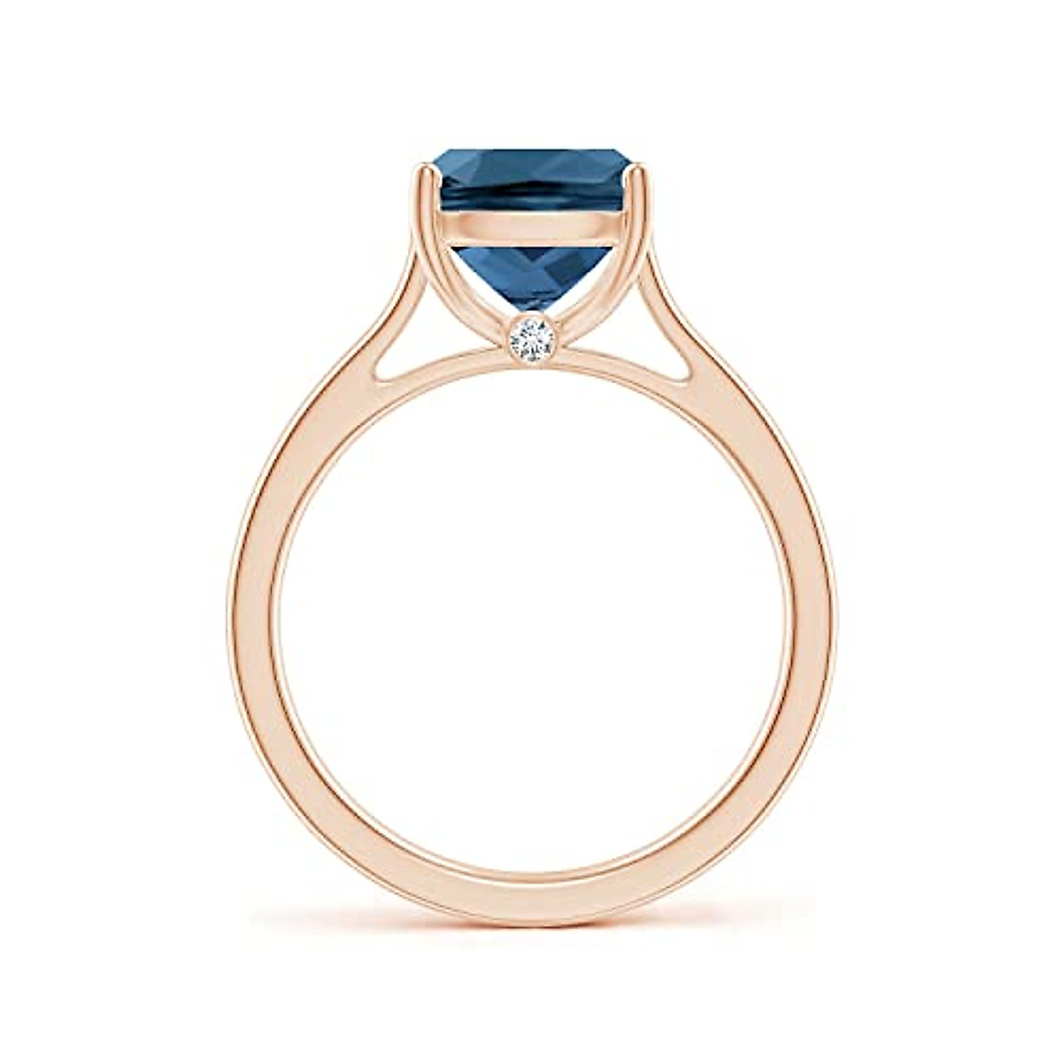 Angara Natural London Blue Topaz Solitaire Ring for Women in 14K Rose Gold (Grade-AA | Size-10x8mm) | December Birthstone Jewelry Gift for Women | Birthday | Wedding | Anniversary | Engagement