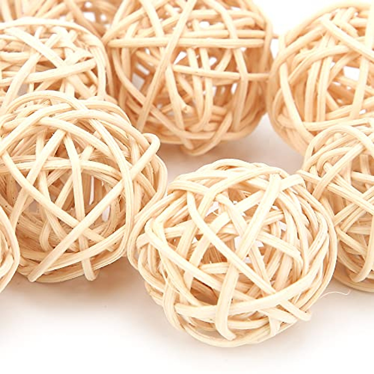 10Pcs Rattan Balls, Sepak Takraw Toy Natural Color Rattan Safe and Harmless Parrot Small Animal Chew Toy for Parrot