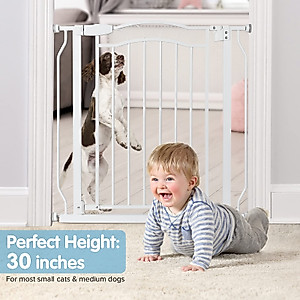 Baby Gate 29.5” to 53”, 30” Height Extra Wide Dog Gate for Stairs, Doorways and House, Auto-Close Safety Dog Gate for Pets, Pressure Mounted, White