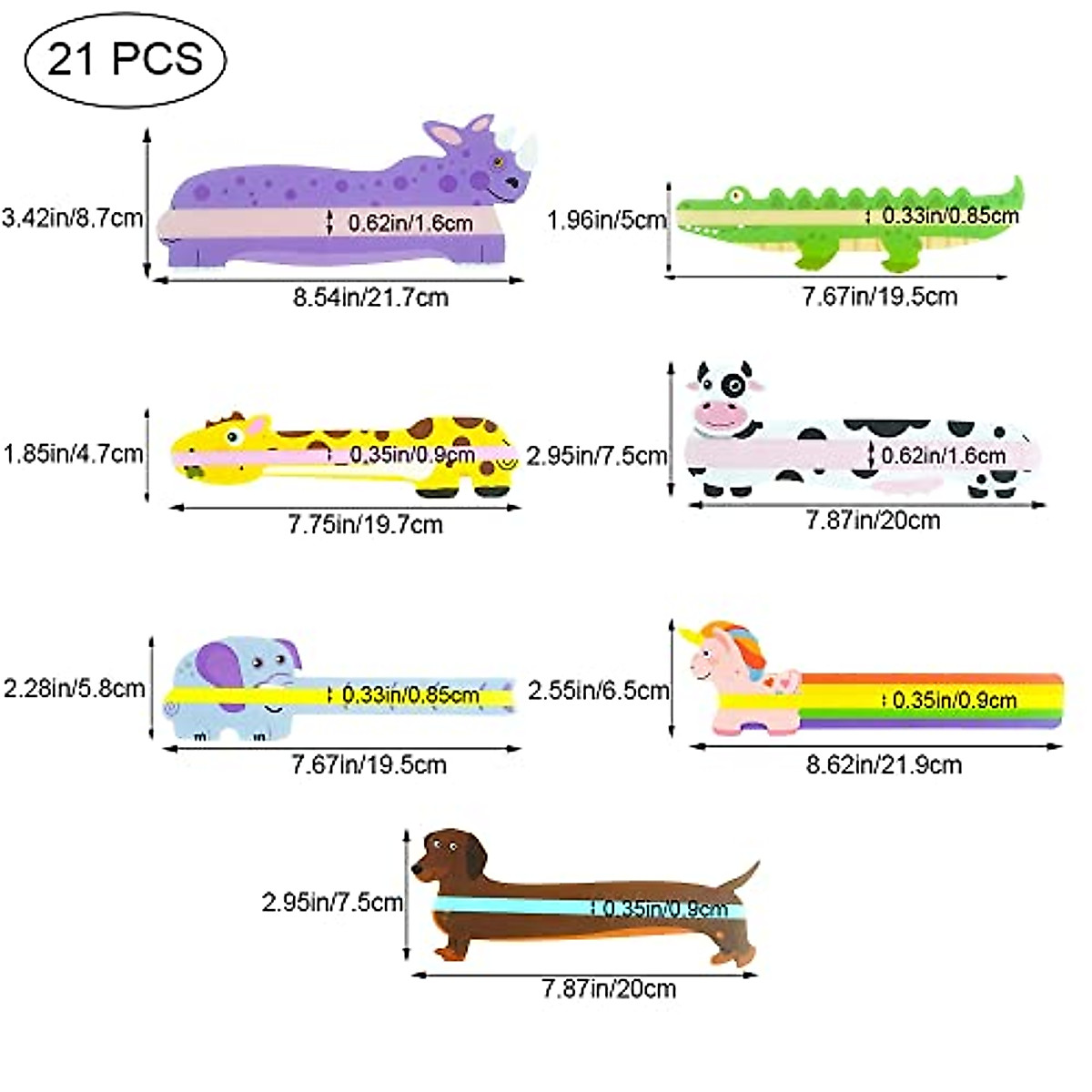 21 Pcs Reading Guided Strips Highlight Bookmarks Reading Tracking Rulers for Children, Teacher, Dyslexia People, Reading Beginner