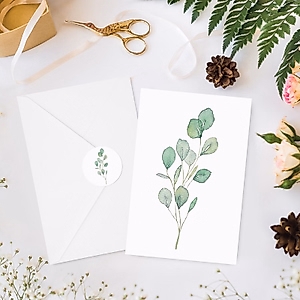 AnyDesign 36 Pack Greenery Greeting Cards Bulk Watercolor Botanical Note Cards with Envelopes Stickers Green Plant Thank You Blank Cards for Birthday Wedding Baby Shower Bridal Shower
