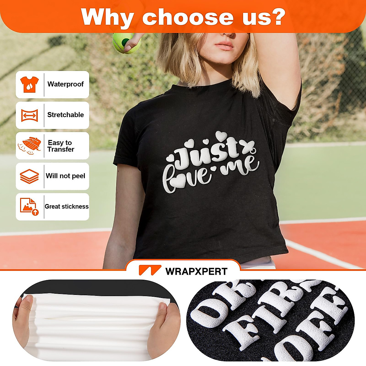 WRAPXPERT Puff Vinyl Heat Transfer White 3D Puffy HTV Iron on Vinyl for Tshirts,Easy Cut/Weed Foaming HTV for Heat Press,Clothing,10"x5ft