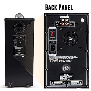 QFX SBX-412207BT TWS Bluetooth Cabinet Speaker with Dual 12" Woofers, LED Party Lights, FM Radio, USB/TF Card Ports, Aux Input, Red