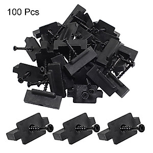 LifCratms 100Pcs Hidden Fasteners Clips for Deck Fastening, Black Nylon Plastic T Clips with Metal Screws for Composite Decking Boards Universal Deck Fastener Clips System