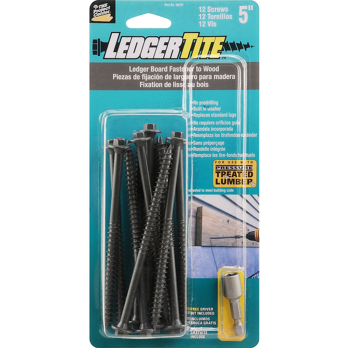 The Hillman Group 48101 LedgerTite Ledger Board Fastener to Wood, 5-Inch, 12-Pack